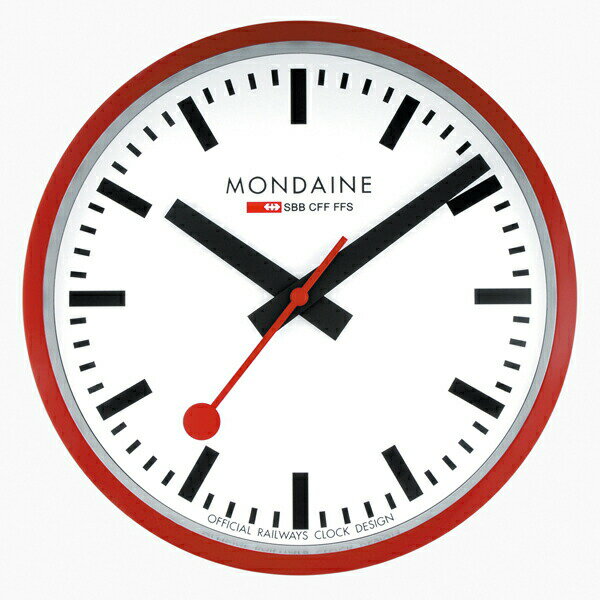 メーカー：MONDAINE モンディーン製品名：A990.CLOCK.11SBCシリーズ：ウォールクロック レッド生産国：-防水性：非防水ケース素材/風防素材：SS/ミネラルガラスケース厚/ケース径：42mm/250mm重量：820gストラ...