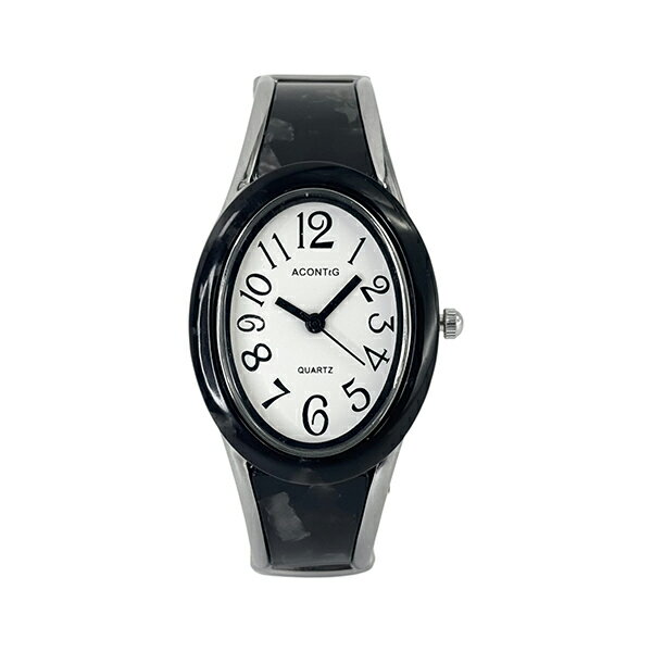 メーカー：ACONTeG アコンテジ製品名：JG-002SG-BK バングルウォッチ ベッコウ風 ブラックJANコード：4571411810480防水：非防水ケースサイズ 縦×横×厚さ（mm）：36×28×9重さ：40gバングル幅/着用サイ...