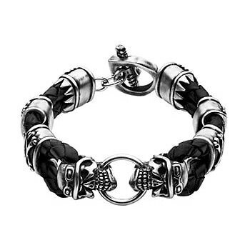 メーカー：BOMBERG ボンバーグ製品名：SKR_BRCLT_4-SSケースサイズ： 横（リューズ含めず）×縦×厚み：185mmケース素材：ステンレススティール、レザーSKULLY RIDER BRACELET-Mメーカー希望小売価格はメ...