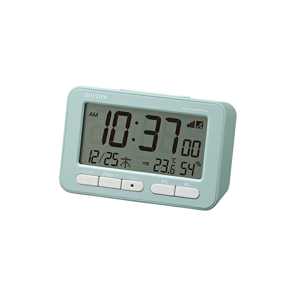 メーカー：RHYTHM リズム製品名：8RZ234SR04JANコード：4903456217472素材：プラスチック枠重量：200gサイズ：78×120×54mmカラー：04 青商品説明：見やすい大きめのLCD（液晶）と柔らかいフォルムが特...