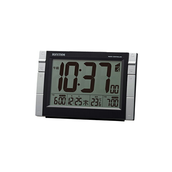 メーカー：RHYTHM リズム製品名：8RZ223SR02JANコード：4903456216949素材：プラスチック枠重量：330gサイズ：102×155×61mmカラー：02 黒商品説明：見やすい大画面デジタル時計です。RHYTHM リズ...