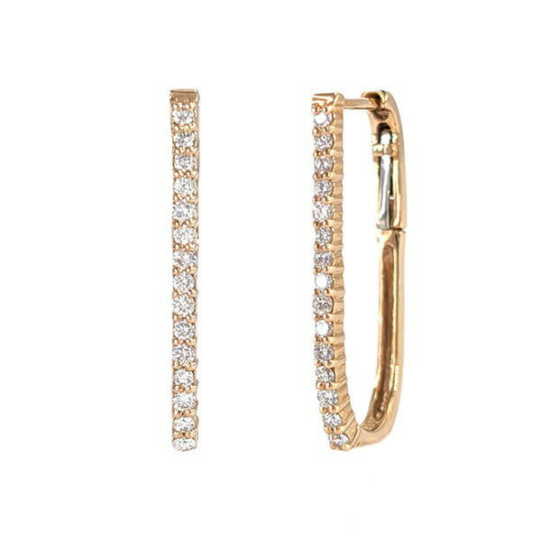 商品：K18PG エタニティピアス ダイヤモンド 縦長 シンプル ピンクゴールド 4月 誕生石 バネキャッチ レディース 両耳 輪っか ピアス製品名：277463【素材】：K18PG【横幅(最大幅)】：約1.6mm【直径(最大幅)】：約11...