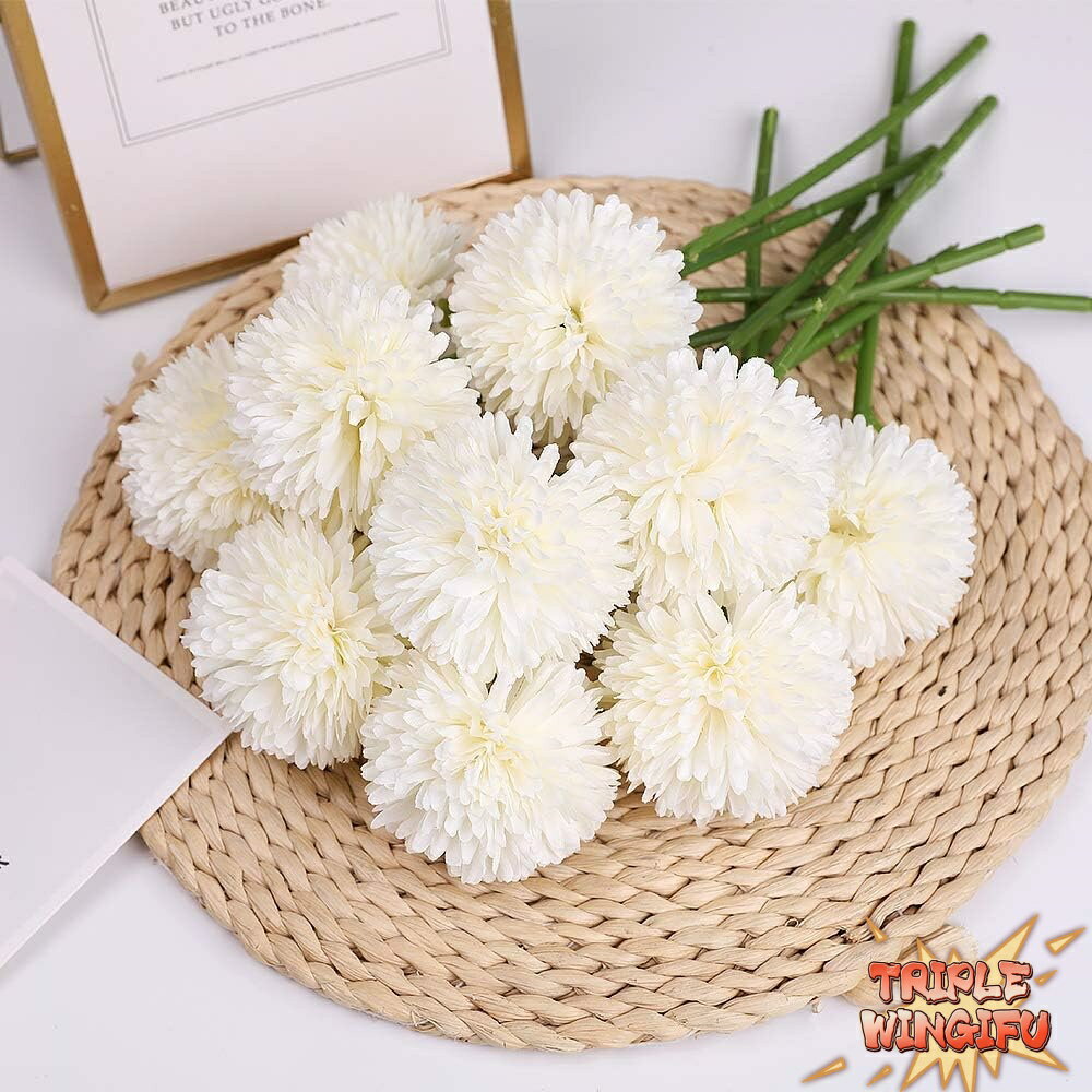 製品仕様:本物そっくりの造花10個、長さ約11インチ、菊玉の頭部の直径は約2.7インチ。 それぞれに分岐の葉が2枚入っています。 素材:この製品は高品質のプラスチックと布素材で作られており、アジサイ菊のボールフラワーは決して枯れたり落ちたり...