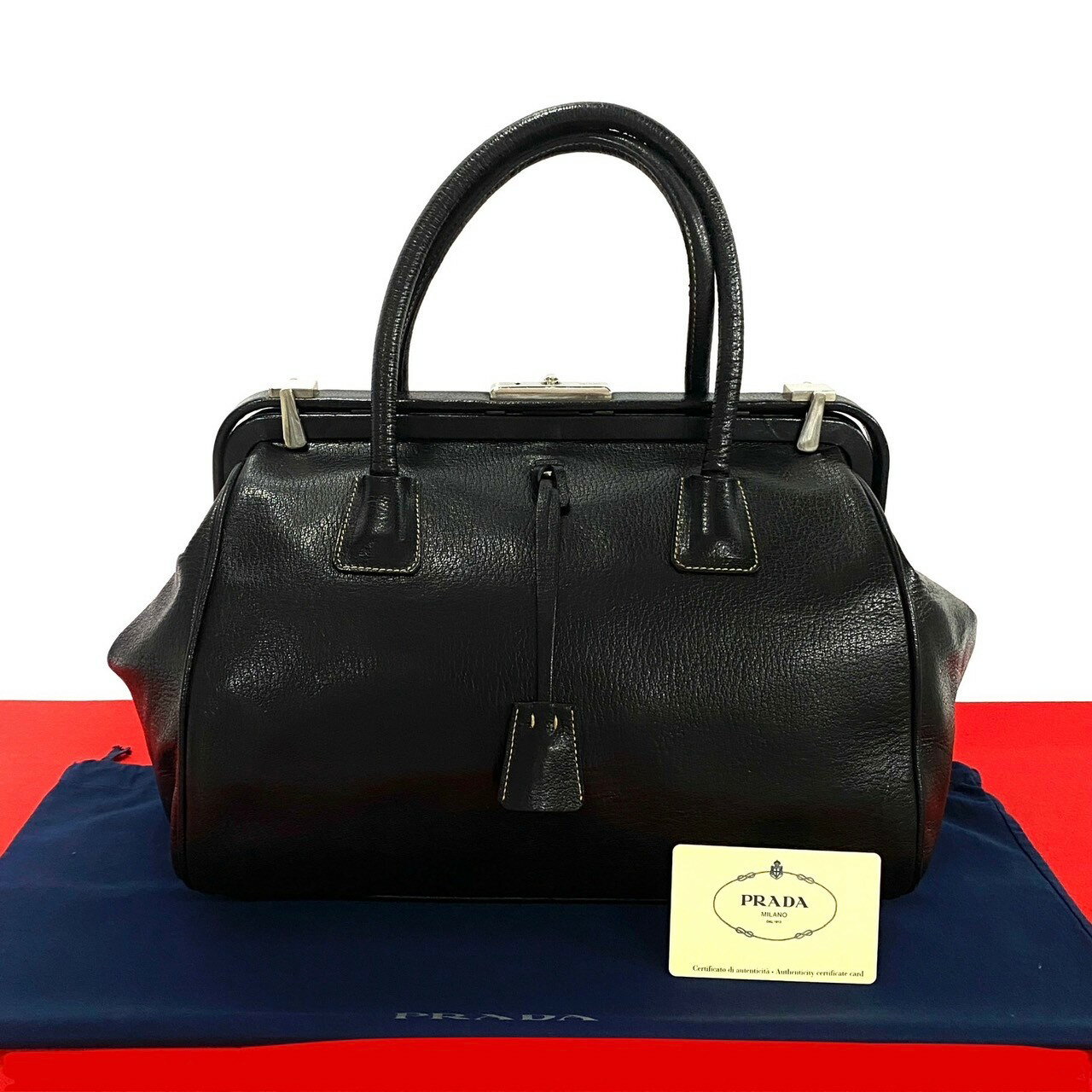 PRADA レザー がま口 ハンドバッグ プラダ|プラダ PRADA レザー がま口 ハンドバッグ プラダ|プラダ