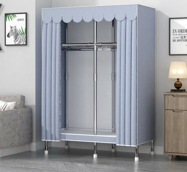 カラー:ブルー、グレーサイズ:85cm、105cm、125cm、145cm、165cm、201cm【良い素材を使用】直径20mmの厚いスチールパイプ、ホコリがつきにくい厚い不織布のカバー、強化合金鋼の接続口からなるクローゼットです。【完全密...