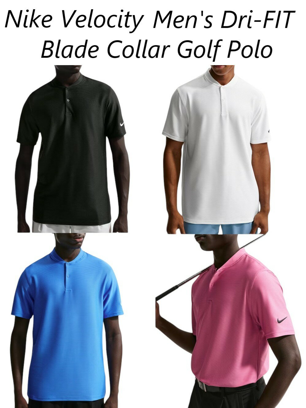 【商品名】 Nike Velocity Men's Dri-FIT Blade Collar Golf Polo ナイキ ベロシティ メンズ Dri-FIT ブレードカラー ゴルフポロシャツ 【モデル】 Black/White　IQ6698...