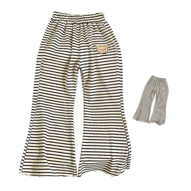 キッズ パンツ 春夏秋 ボーダーパンツ カジュアルパンツ ワイドパンツ ガウチョパンツ ロングパンツ ボーダー柄 子供服 子供パンツ かわいい おしゃれ 送料無料 おでかけ ロング丈 ボトムス サマーパンツ サイズ 80 90 100 11...