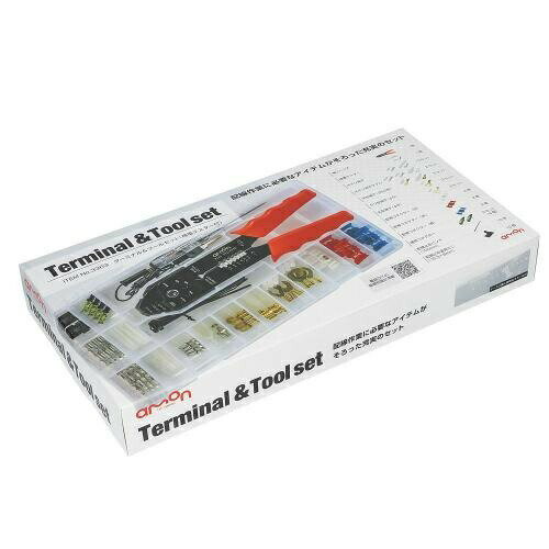 商品名 ターミナル＆ツールセット(検電テスター付) 使用可能電力/適合コードサイズ ■ギボシ端子・平型端子(250型)クワ型端子(φ6)・丸型端子(φ8)・DC12V車200W以下/DC24V車400W以下・AV(S)0.5～2sq■配線コ...