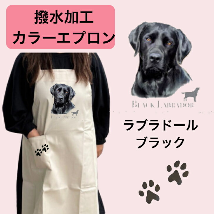 ＊かわいいブラックラブ柄の撥水加工カラーエプロンです ＊この商品はご注文いただいてから1点ずつプリントしています ＊絵柄は、USAより直輸入した、珍しい絵柄です。 ＊人気のカラーエプロンに新タイプが登場！撥水加工、胸当てエプロン 肩掛け式 ...