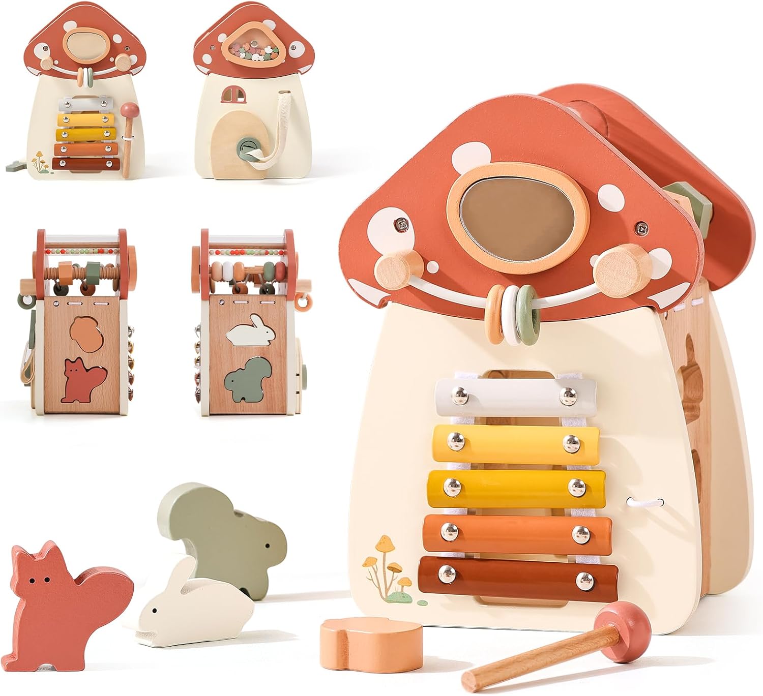 【遊び方】パズルボクス・形合わせ・型はめの遊び、想像力を育てるごっこ遊び、色や形の認識など楽しい仕掛けがたくさん。成長に合わせて様々な遊び方ができますので、お子様と一緒に成長していきます。 【モンテッソーリ】遊んでいるうちに、大きさの違いや...