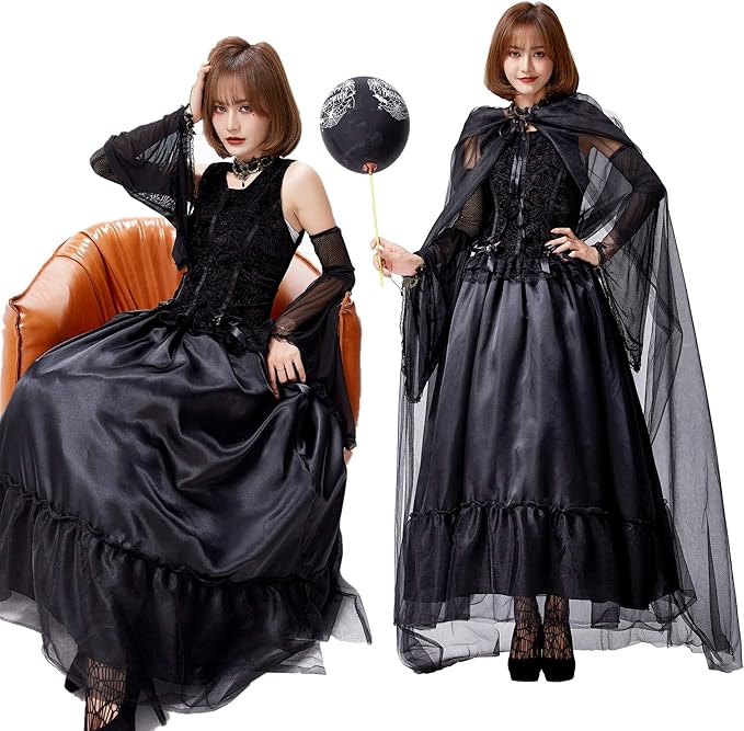 【商品仕様】 ・セット内容：ワンピース+マント+腕カバー（※セット内容以外の小物・着用品は付属しておりません。） ・素材：ポリエステル ・サイズ(S-XXXL)(約)（単位：cm） S:バスト70-78、ウェスト66-72、着丈128、適当...