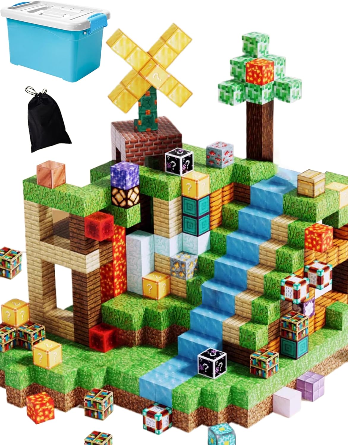 【超高精度リプロダクション】人気キャラクター（クリーパー、エンドマン）、標準的な建物（村の家、下界の要塞）、アイテム（ダイヤの剣、工作テーブル）を 100% 再現！ゲーム内のディテールまで丁寧に立体化したブロックで、子供たちはゲームの中の空...