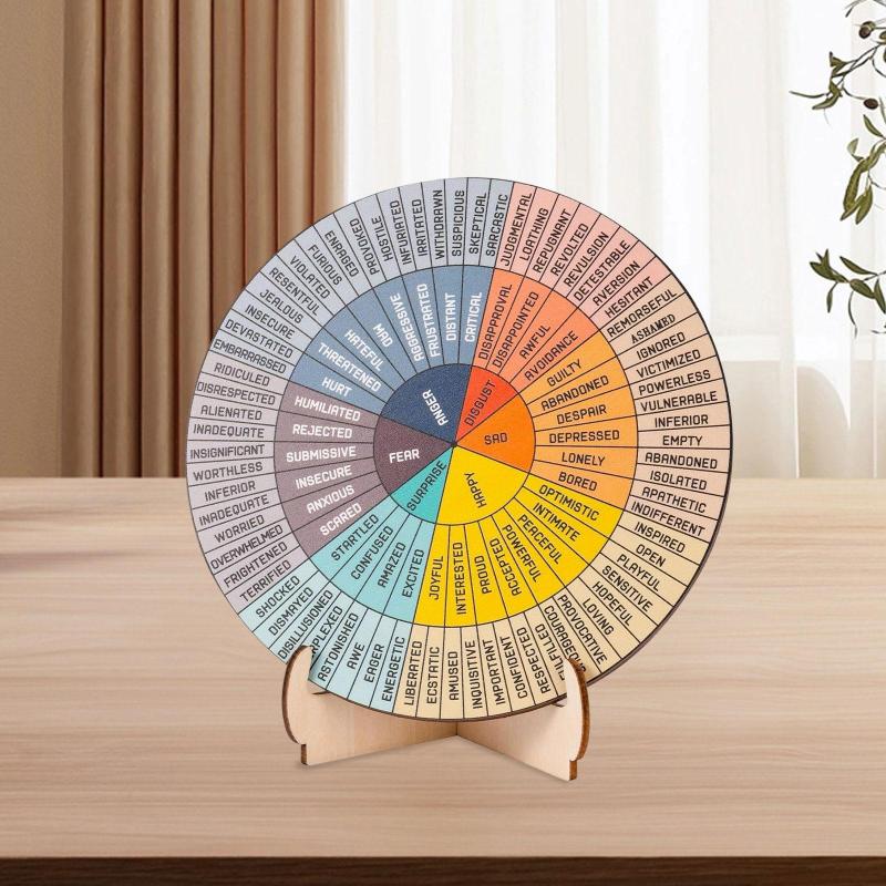 説明: 【素材】: Feelings Wheelは丈夫なツゲ材で作られています。その丈夫なデザインは、落ち着いた色合いと明確で簡潔なテキストと調和し、美しく効果的な毎日のマインドフルネスツールとなっています。 【両面デザイン】: メンタルヘ...