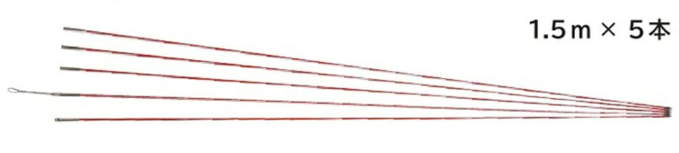 1.5m×5本φ4＋被覆ロッド径：φ5mmロッド色：オレンジPP被覆：ありロッド両端ネジ径：M5（段付凸ネジ・凹ネジ）復元可能曲げ半径：20cm検索用カテゴリ761