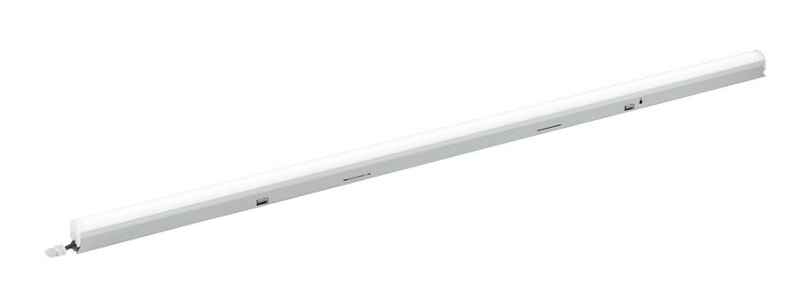 LED内蔵、電源ユニット内蔵LED（調色）幅：40mm長：1490mm高：50mm質量：2kg器具光束：3450lm電圧：100〜242V消費電力：25.4W消費効率：135.8lm/W【本体】アルミ（アルマイト仕上）【カバー】ポリカーボネ...