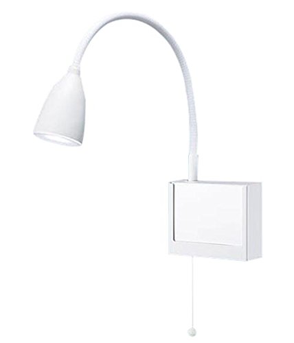 LED内蔵、電源ユニット内蔵LED（昼白色）光源色温度：5000K質量：0.8kg電圧：100V消費電力：2.4W器具光束：73lm【セード】樹脂（クールホワイト）【アーム】フレキシブルタイプ【カバー】樹脂（クールホワイト）プルスイッチ付（...