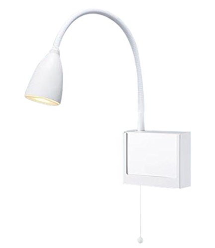 LED内蔵、電源ユニット内蔵LED（電球色）光源色温度：2700K質量：0.8kg電圧：100V消費電力：2.4W器具光束：45lm【セード】樹脂（クールホワイト）【アーム】フレキシブルタイプ【カバー】樹脂（クールホワイト）プルスイッチ付（...