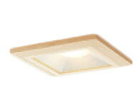 LED内蔵、電源ユニット内蔵LED（電球色タイプ）1個色温度：2700K埋込穴角：□100mm埋込高：80mm器具光束：685lm電圧：100V消費電力：7.4W消費効率：92.5lm/W【木製枠】白木Ra83100形電球1灯器具相当55度...