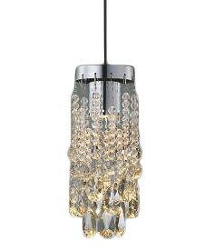 ◆ボリューム感のあるガラス飾りが豪華な空間を演出します。本体：鋼・クロムメッキ飾：ガラス・透明高-213 幅-φ96 全長-1300〜600mm 重-0.7kg◆消費電力:7.0W◆定格光束：400lm◆色温度:2700K◆演色性:Ra83...