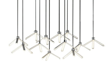 ●LED光源だからこそできる、斬新な意匠と発光感が美しいあかり。高演色LED「R15 クラス2」にリニューアルしました。電球色定格光束：6860lm定格消費電力：53.8WRa942700KLED×12鋼（クロームメッキ）アクリル（透明）巾...