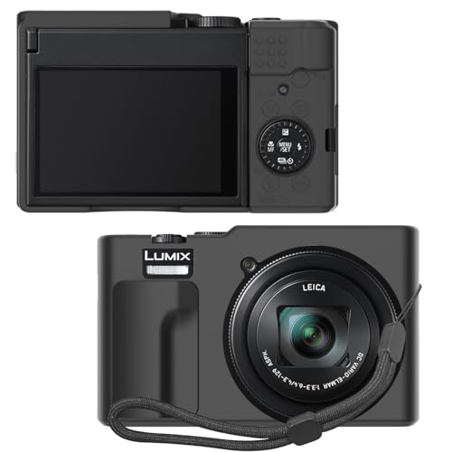 For LUMIX DC-TZ99 ケース 保護カバー [HVUYAL]シリコンケース 傷つきにくい 柔らかなシリカゲルのスポーツクールなデザイン 衝撃 吸収 スリム ソフト ケースカバー 落下防止保護(ブラック)・【機種】: LUMIX ...