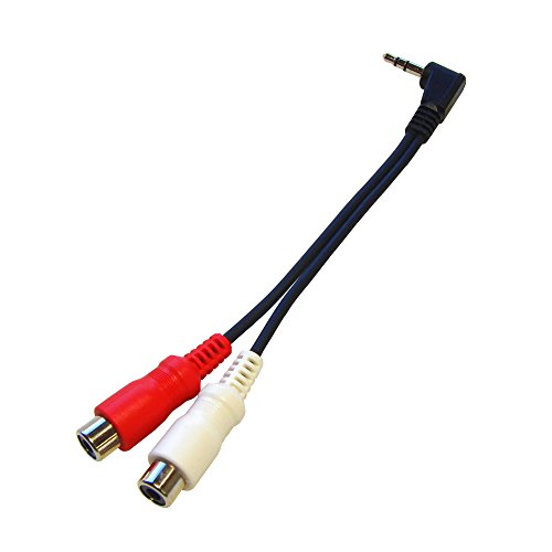 φ3.5mm ステレオミニプラグ(L型プラグ オス)とRCA/ピンプラグ（赤・白)メスケーブル/0.1m C-070・ステレオミニ3.5φをピン（メス）×2に変換します。・片側：ステレオミニ3.5φ　L型・片側：ピンジャック（赤・白）メス・...