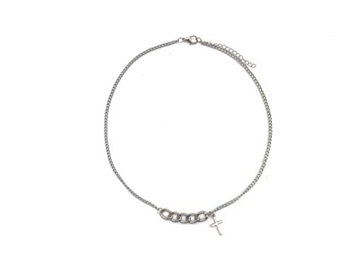 [LIBERTY-M] クロス ネックレス レディース チェーン シルバー 十字架 チョーカー風 40cm アジャスター付き シンプル アクセサリー・✅【デザイン】華奢なチェーンに太めのマンテル風リンクを組み合わせ、小ぶりの十字架チャームを...