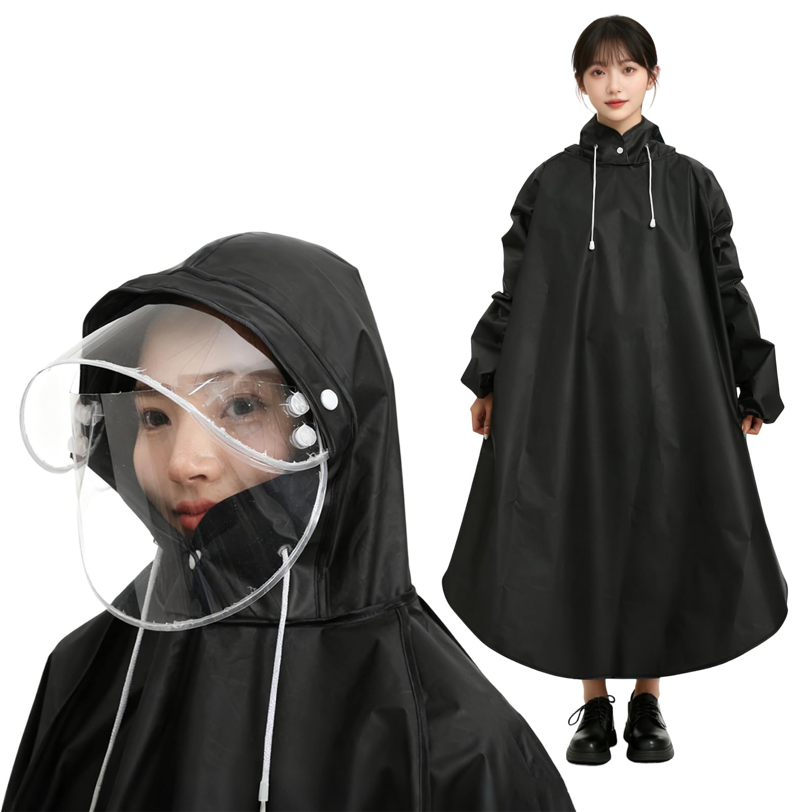 • 【大きいサイズ】自転車、歩行、リュックに対応できる男女兼用のレインコートです。レインコートは膝下までカバーするロング丈、体をしっかり覆い、レインブーツを履けば足元まで濡れない、雨から全身を守ることができます。レインコート前の長さ120c...