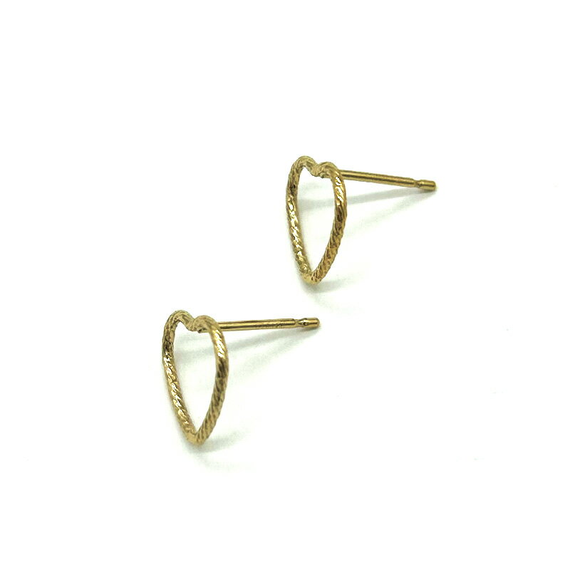 ハートポストピアス ハート型のピアスです。ツイストの柄が入っています。キャッチはついていません。 サイズ：10mm ゴールドフィルド(K14GF)のパーツです。 アメリカ等の海外から、高品質なゴールドフィルド製品を取り寄せています。 【ご注...