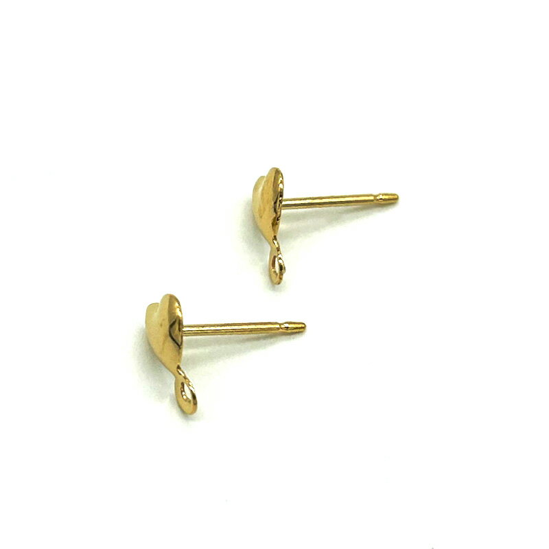 ハートポストピアス ハート型の小ぶりなピアスです。キャッチはついていません。 カンが付いています。(カンはクローズタイプです) サイズ：5mm ゴールドフィルド(K14GF)のパーツです。 アメリカ等の海外から、高品質なゴールドフィルド製品...