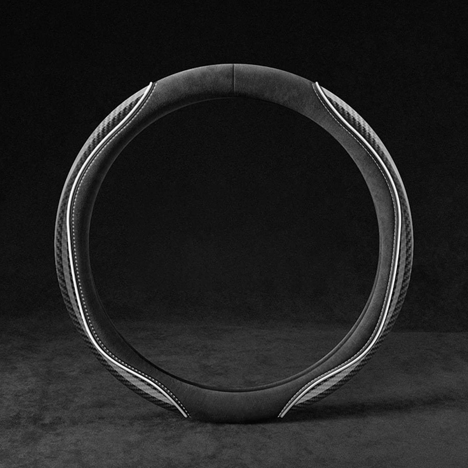 【対応車種】に適用 三菱 パジェロ PAJERO/デリカ DELICA D5/デリカ DELICA D2 ハンドルカバー。【高品質素材】ハンドルカバーは高品質のスエードとカーボンファイバーレザーで作られており、耐摩耗性が良く、ファッション性...