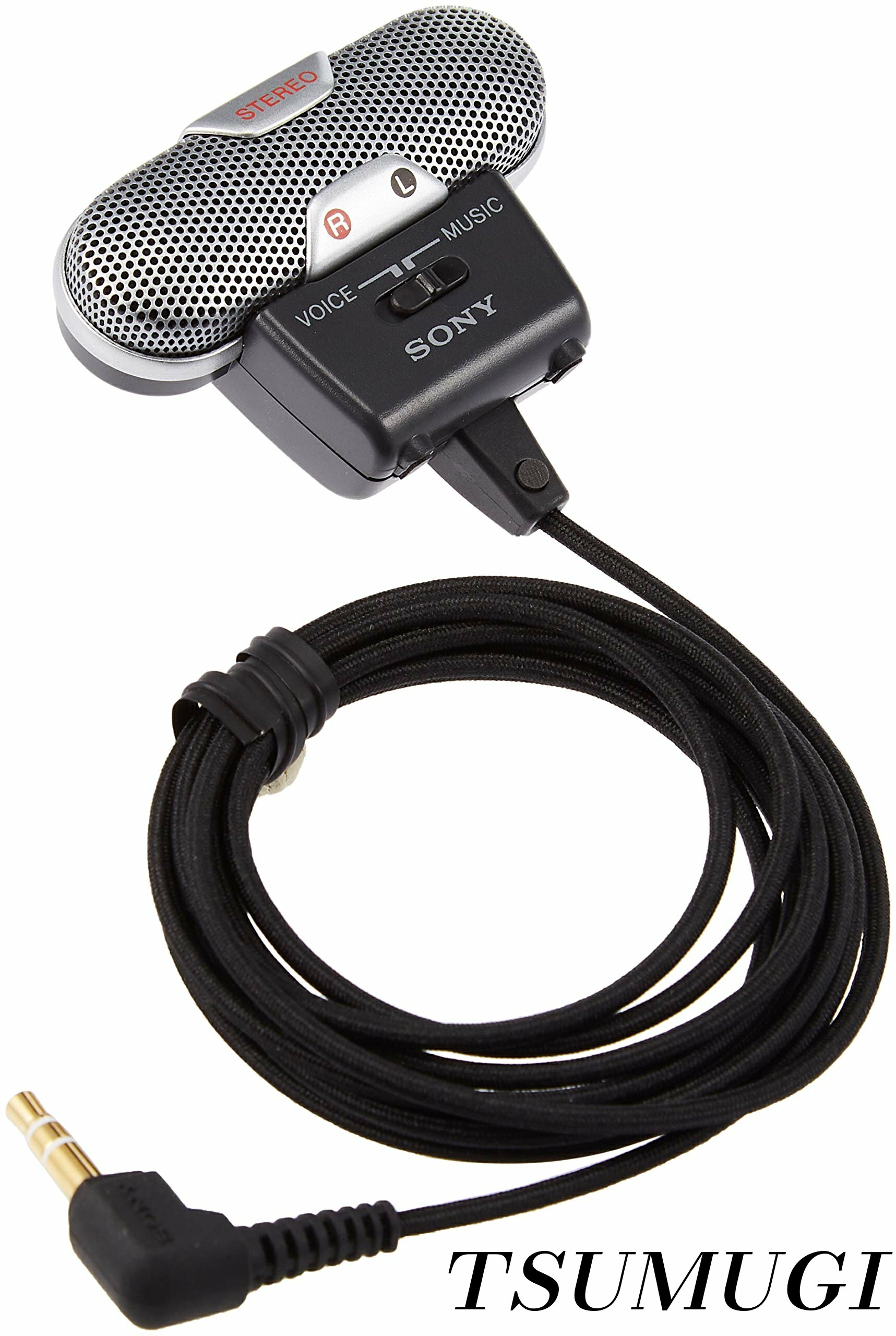 VOICE/MUSICモード切り換えスイッチ搭載。ライブ演奏も会議も高音質で録音できるマルチユース・ワンポイントステレオマイク。VOICE/MUSICモード切り換えスイッチ搭載。 ライブ演奏も会議も高音質で録音できるマルチユース・ワンポイン...