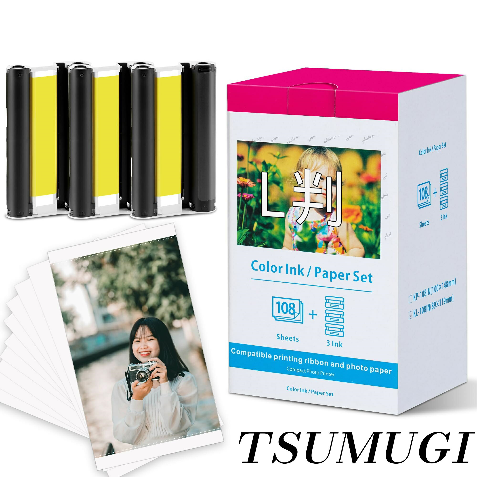 [ 含みます ]: L判フォトペーパー 108枚、カラーインク 3個。[ 互換型番 ]: KL-108IN 互換キヤノン フォトペーパー KL-36IP 3PACK。[ サイズ ]: 長さと幅--89mm x 119mm。ASprinte互...