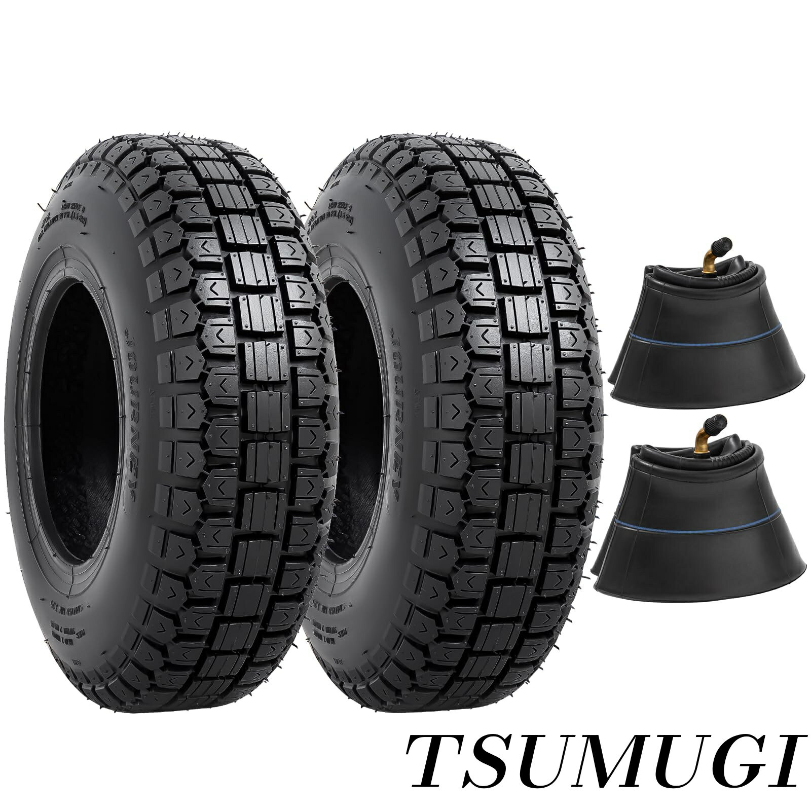 【上質耕うん機タイヤ】：このタイヤは 4.10/3.50-6 耕うん機の代替タイヤです。リム径6インチ、タイヤ断面幅3.50-4.10インチ、バルブ TR87の耕うん機に適しています。【耐久性のある芝刈り機タイヤ】：本社の芝刈り機タイヤは良...