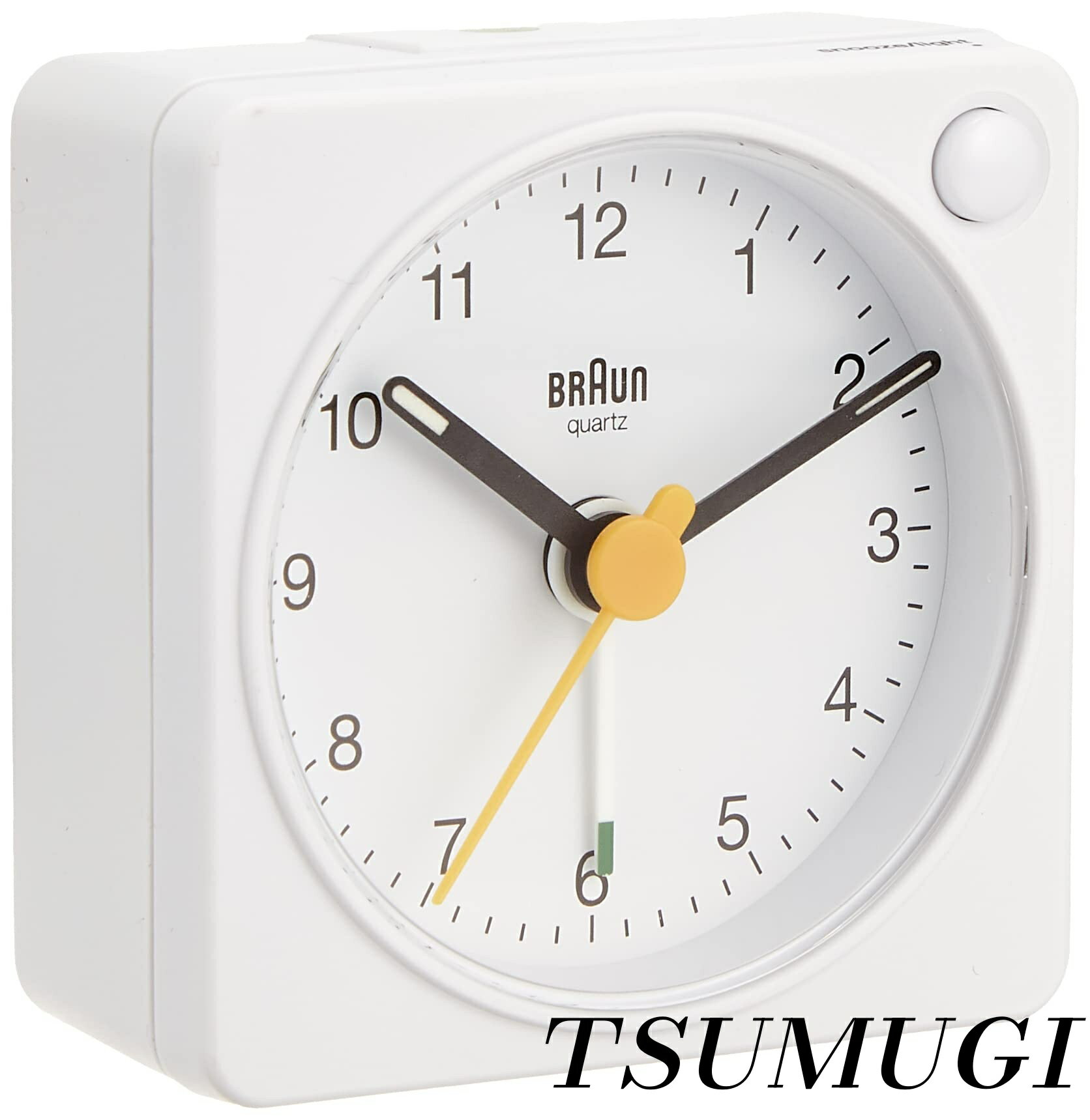 この商品について ムーブメント：クオーツ（静音設計） ケース素材：プラスチック サイズ：幅57mm×高さ57mm×奥行27mm 重さ：42g 機能：アラーム/スヌーズ機能/静音設計/ライト/ルミナス針 正規保証：1年 付属品：正規保証書/専...