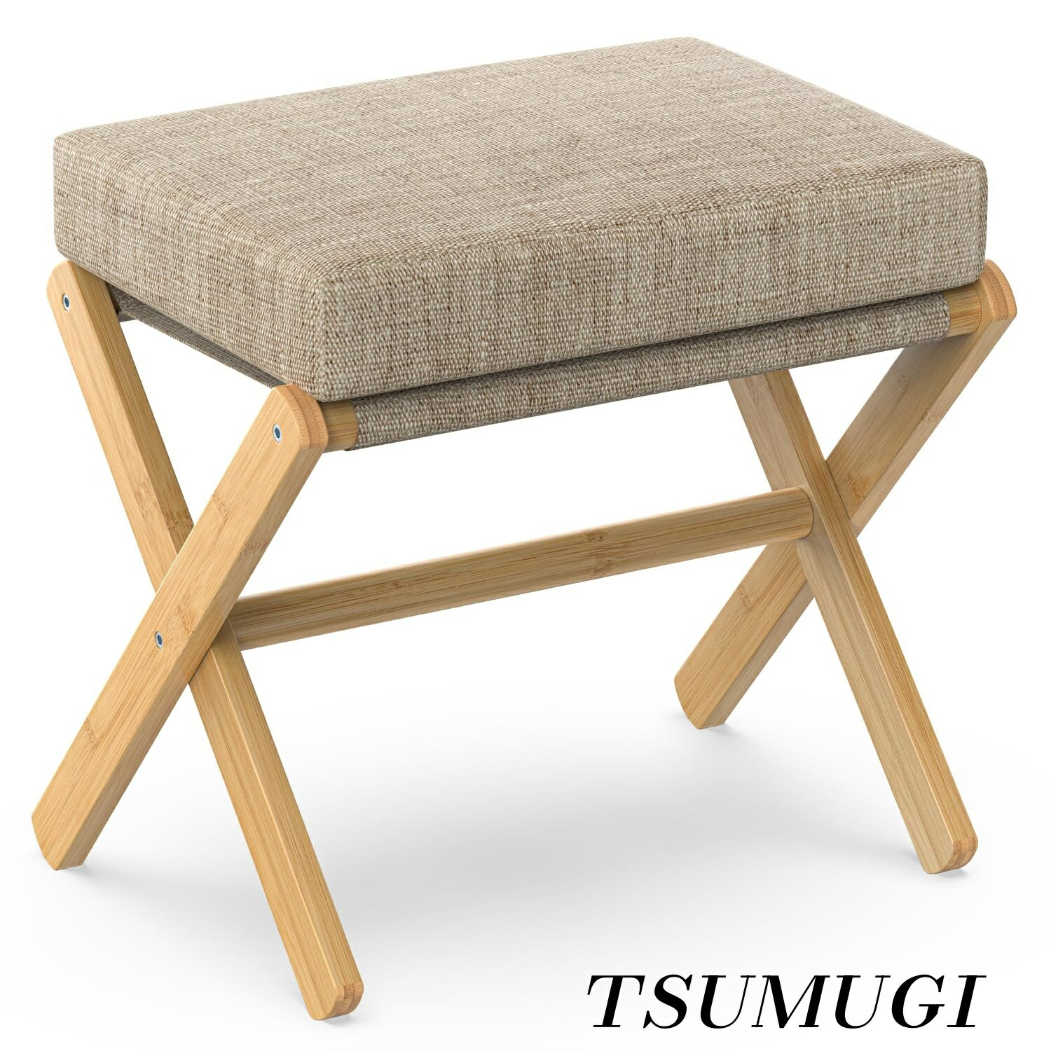 【高品質素材】本製品「折りたたみ式竹製フットスツール」は厳選竹材を採用。表面は鏡面研磨仕上げで滑らか、高級シュニール生地と高密度クッションの組み合わせにより、耐久性と高級感を両立。X型補強脚構造で長期間の使用にも形状を維持します。【最適な足...