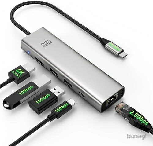 商品の特徴・【?6-in-1 USB Cハブ LANアダプター】：6 in 1 USB Cハブ LANアダプターは、1 * HDMIポートを備え、4K@144Hzビデオ拡張出力をサポートします。PD 100W高速充電、2500Mbps有線L...
