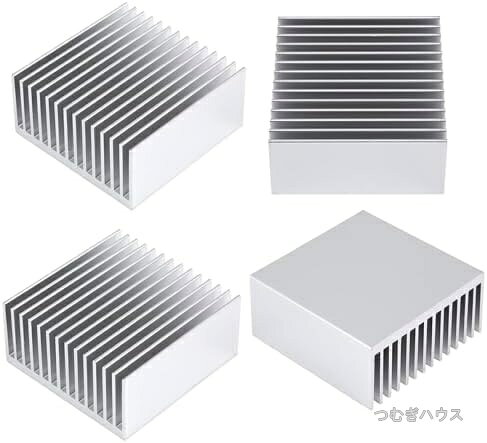 商品の特徴・1. 材質：アルミニウム アルミニウム; サイズ: 50 x 50 x 20 mm (L*H*L*H); 色: 銀; 58 g/pc・2. フィンの数： 14; ベースプレートの厚さ： 3 mm; フィンの厚さ: 1.3 mm・...