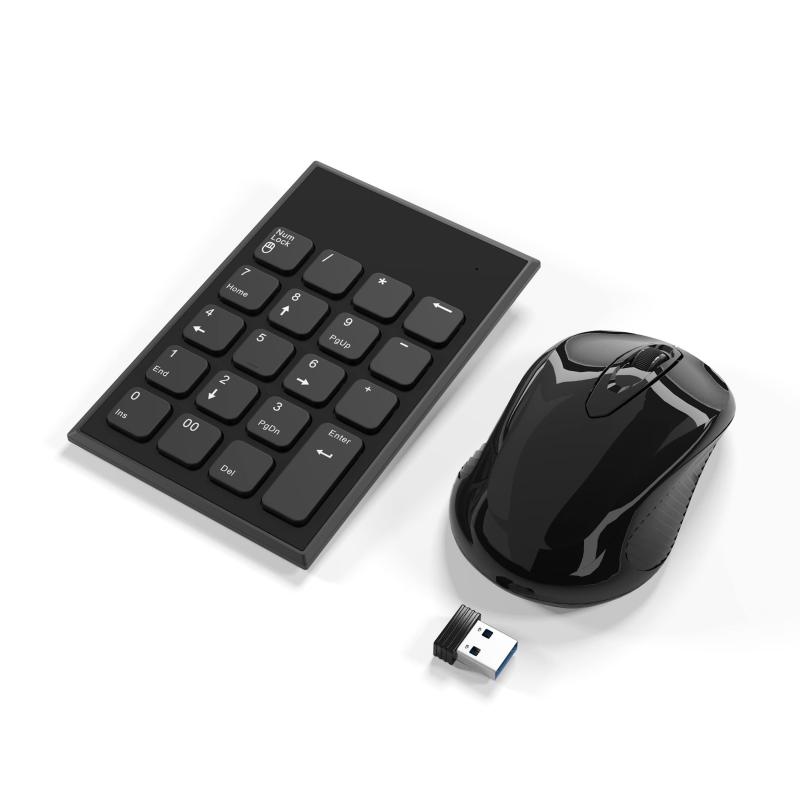 ワイヤレステンキーとマウスセット、2.4G 無線 19キー ワイヤレス テンキーボード とマウスセットはラップ、デスクPC、ノートブックに対応可能です。ただ一つのUSBポートを使🍀2.4GHzワイヤレス：2.4GHzワイヤレ...