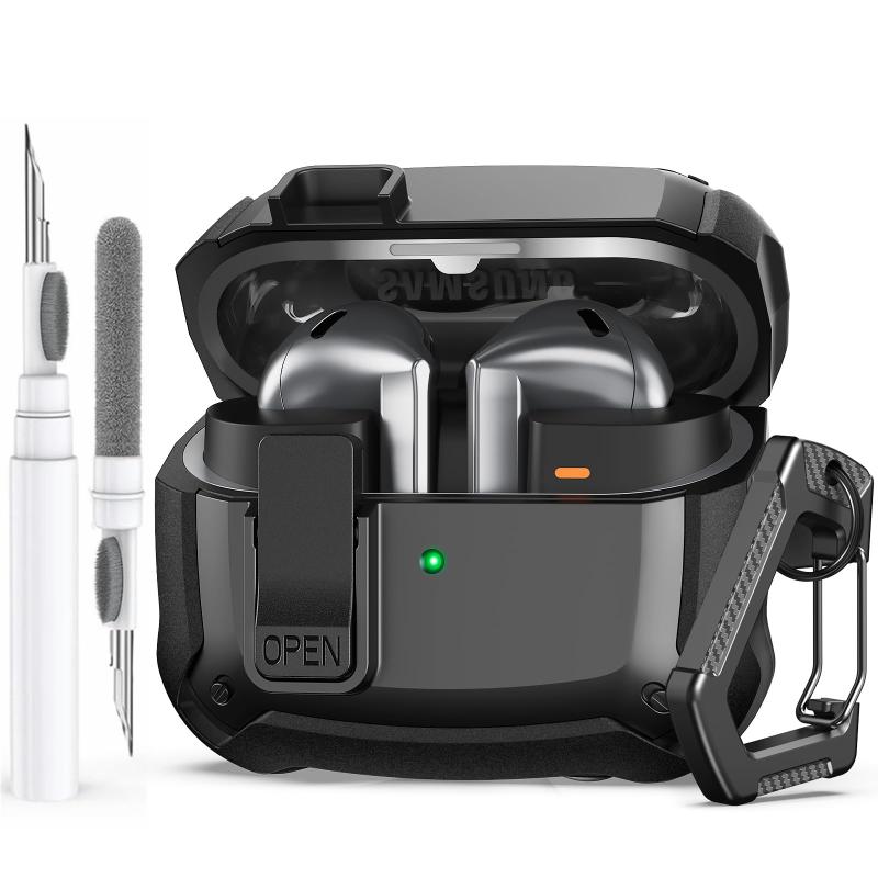 AhaStyle Samsung Galaxy Buds3 FE (2025)/Buds3/Buds3 Pro (2024) 対応 セキュアロッククリップ付き 耐衝撃フルプロテクションスキンケースカバー クリーナーキット付属 Samsung...