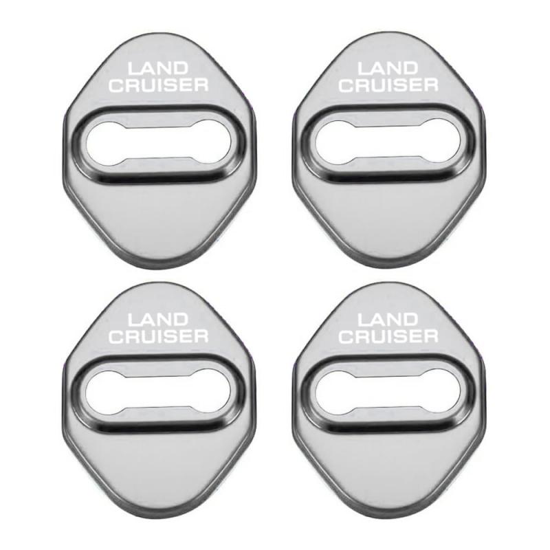 トヨタ 新型ランドクルーザー 250系 専用 ドアストライカーカバー ドアロックカバー ロゴ付き 錆防止金属 カスタムパーツ 4個セット