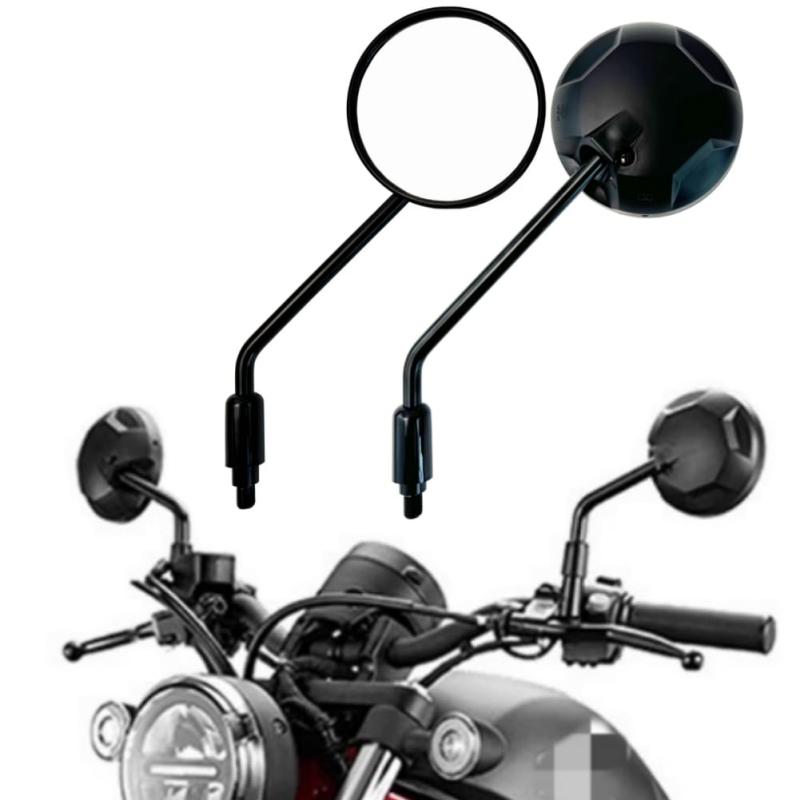 汎用 バイクミラー 10mm 逆ネジ/正ネジ 円丸型ハンドルミラー ブラックかスタムミラー 左右 セット 直径101mm適用車種：汎用 10mmの逆ネジ/正ネジに対応（10mm逆ネジ&amp;10mm正ネジのアダプター付き）ミラーを固定する...