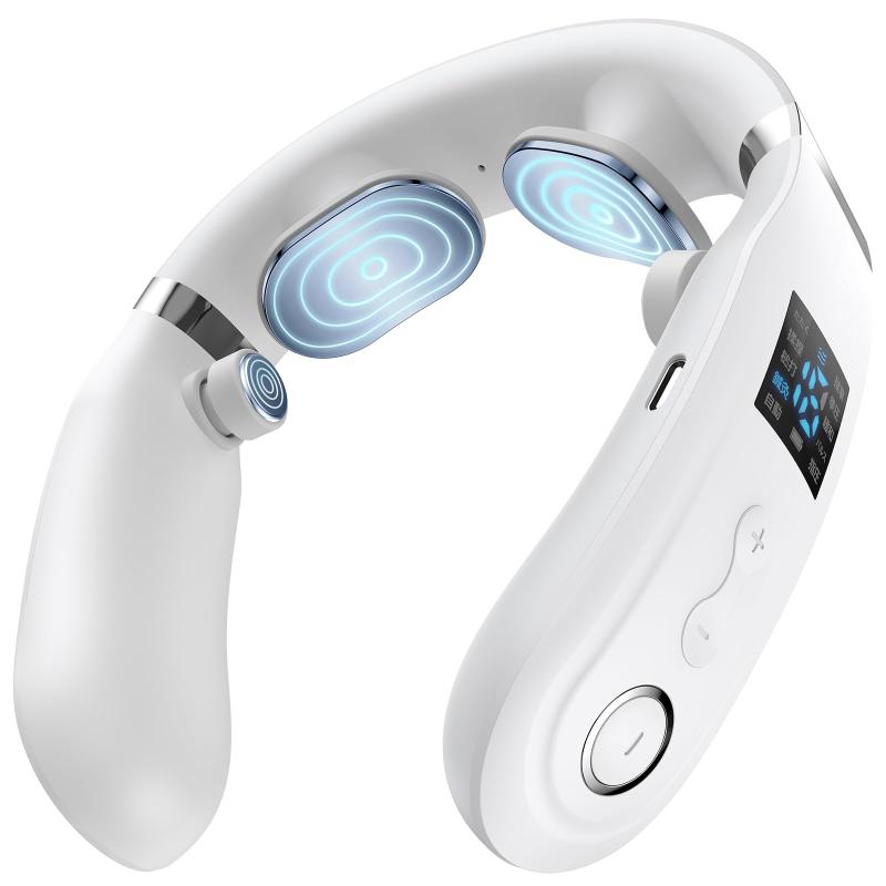 ネックケア 首 リラクゼーション器 2025新設計 (加温×振動×E&amp;TENSのW効果) 日本語音声ガイダンス 軽量 首元リフレッシュ ネックリラックス ホットケア USB充電式 コードレス 10種類の新設計既製品に比べてもっと強く...