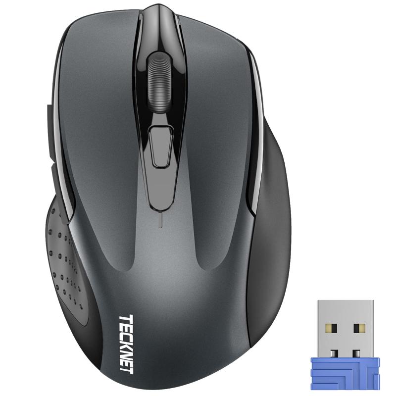 テックネット マウス 無線 ワイヤレス マウス エルゴノミクス 2.4GHz接続 6ボタン 5段階DPI切替 最大2600DPI 24ヶ月電池寿命 USBレシーバー PC/Mac/Windows対応5段階DPI切り替えドライバー不要、簡単ワ...