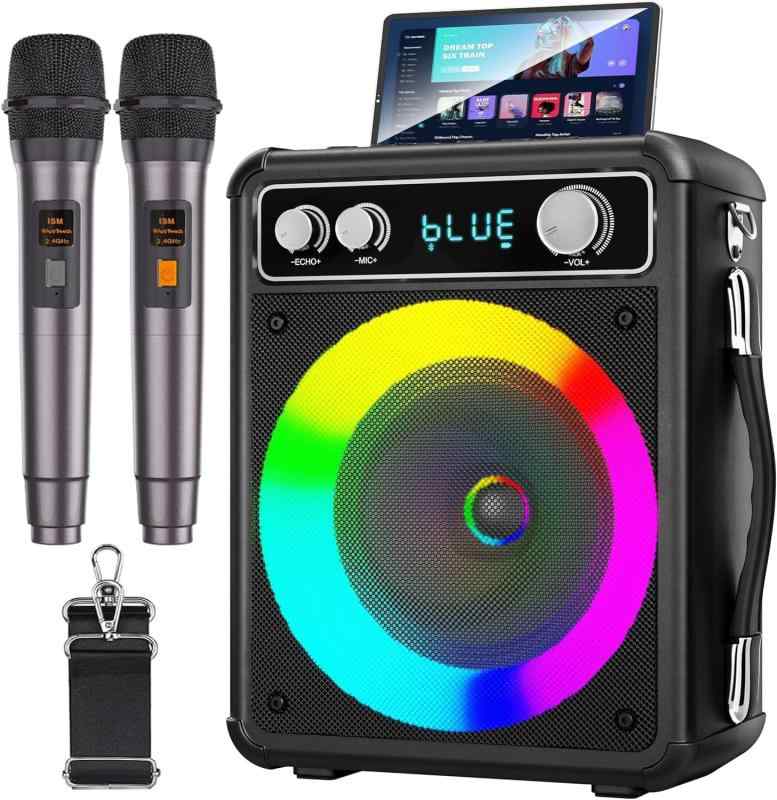 家庭用 カラオケマイク 拡声器手軽におうちカラオケを楽しみましょう業界最先端のDSP処理技術を採用し、専用設計されたHDドライバーユニットと6.5インチ独立したウーハーでを備えており、音の歪み最小限に抑えながら、音量を上げても音割れみたいな...