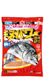 ダンゴのシメとして加えれば、まとまりと握りやすさがアップ。ボラが多い場所や、水深のあるポイントに。もちろん集魚力もアップ ●内容量：2,400g ●主原材料：酵母、煎りぬか、麦、ウニ粉末、さなぎ粉、糖蜜、糟糠類、ミネラル、乳酸菌製剤、着色料　