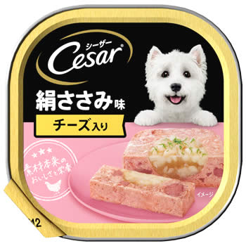 リニューアルに伴いパッケージ・内容等予告なく変更する場合がございます。予めご了承ください。 名　称 シーザートレイ　成犬用　絹ささみ　チーズ入り 内容量 100g 特　徴 ◆元気いっぱいの成犬のために、素材や美味しさや、栄養バランスにこだわ...