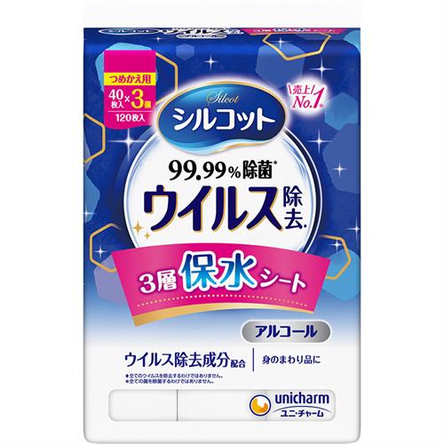 リニューアルに伴いパッケージ・内容等予告なく変更する場合がございます。予めご了承ください。 &nbsp; 名　称 シルコット　ウイルス除去　詰替え 内容量 40枚&times;3個 特　徴 身の回り品のウイルス除去※に。抗ウイルス成分を配合...