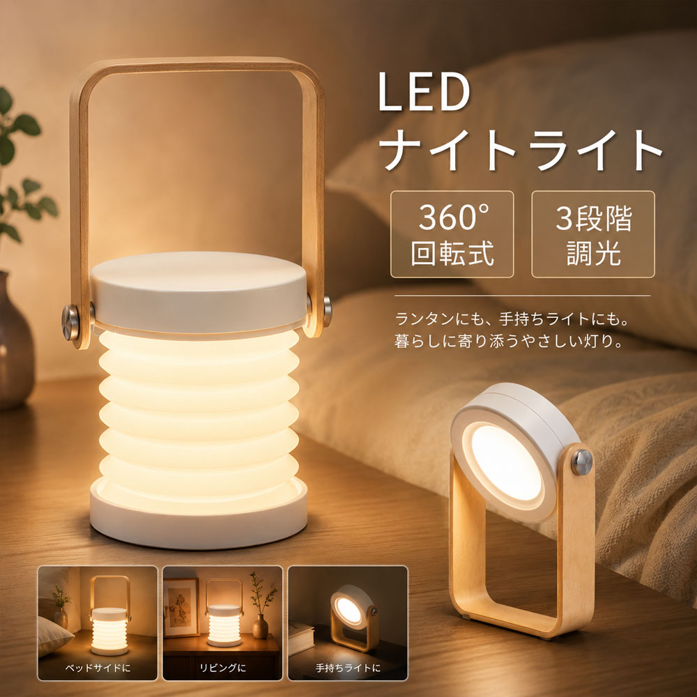 LED LANTERN LIGHT 1台4役、暮らしにやさしく寄り添うUSB充電式LEDランタンライト ナイトライト・懐中ライト・テーブルライト・吊り下げランタンとして使える、シンプルで上品な多機能ライト。 選ばれる理由 一般的な単機能ライ...