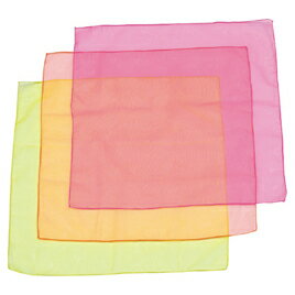 ※個人宅への配送はサイズごとに別途送料がかかります。（2）60cm角（4枚）スカーフジャグリングなど身体機能向上に。【スペック】●内容／（1）3色3枚入（ピンク・オレンジ・イエロー）、（2）4色4枚入（青・ピンク・オレンジ・イエロー）＜br...